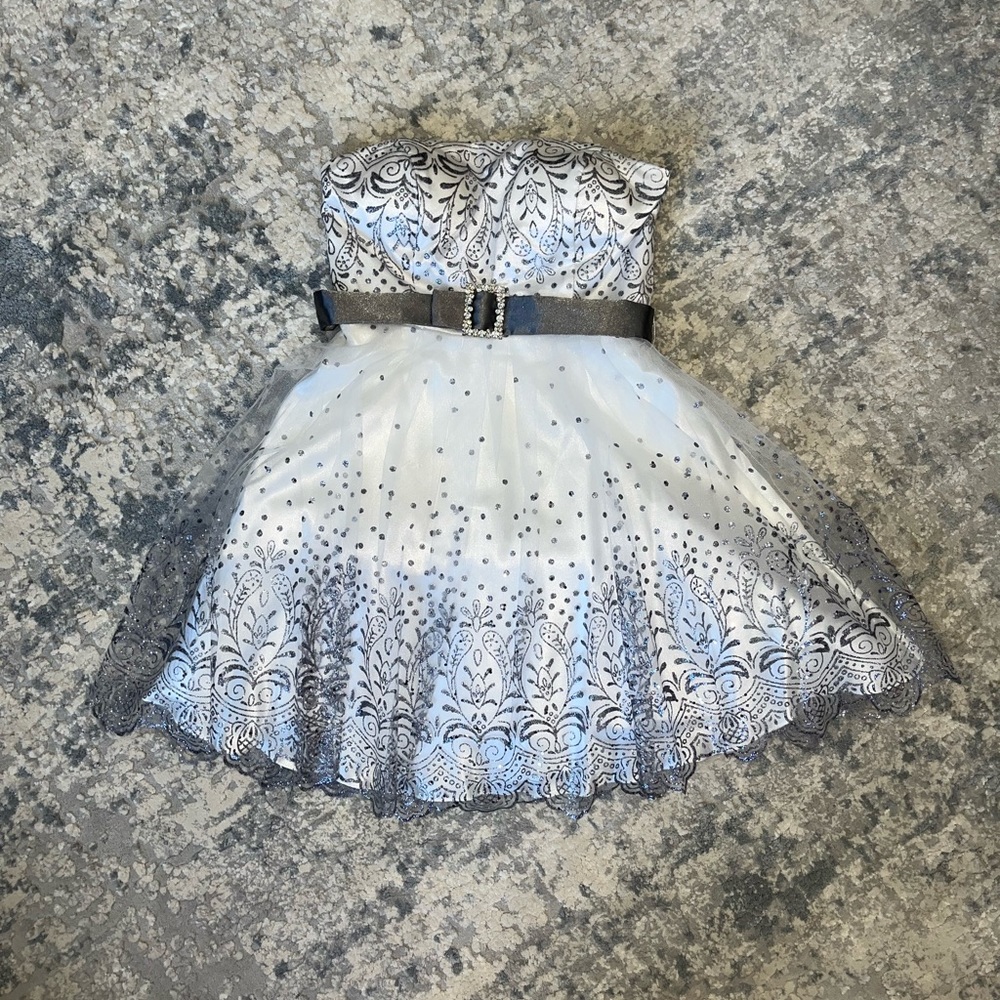 White & Silver Prom Dress - Gem